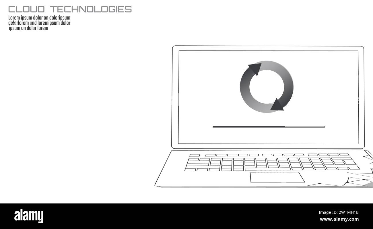 Laptop system update settings. Computer online cloud data storage ...