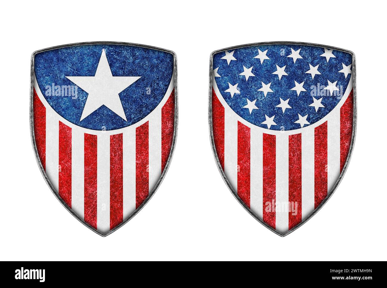 American shield with stars and stripes isolated on white background ...