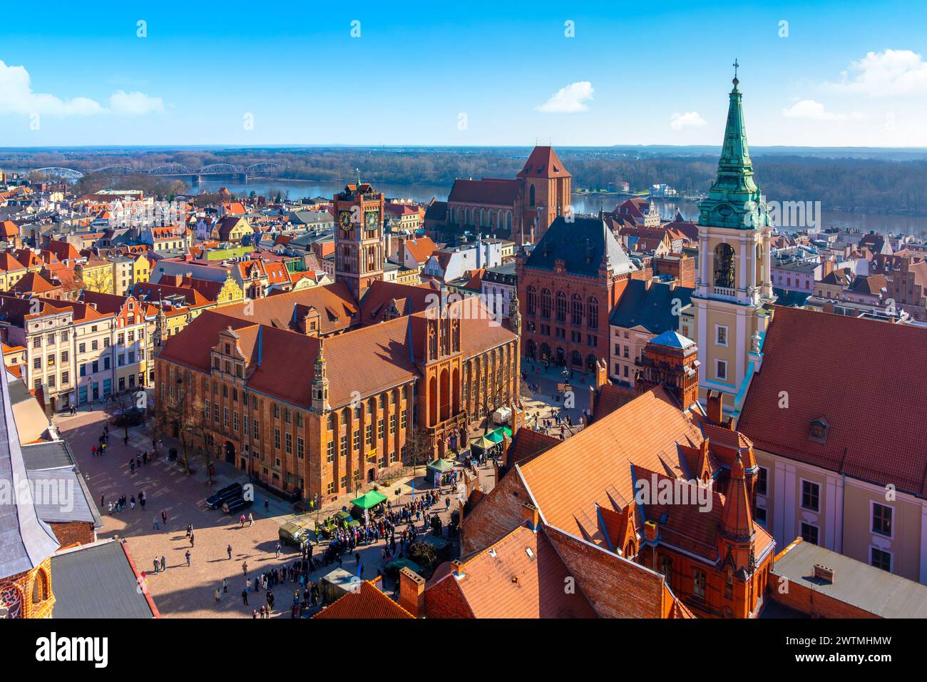 Aerial panoramic view of historical buildings and roofs in Polish ...