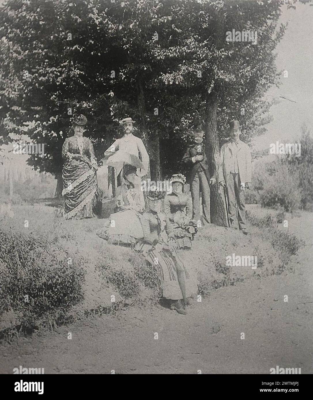 Alfonso XII with his sisters the Infantas Isabel and Eulalia, the Dukes ...