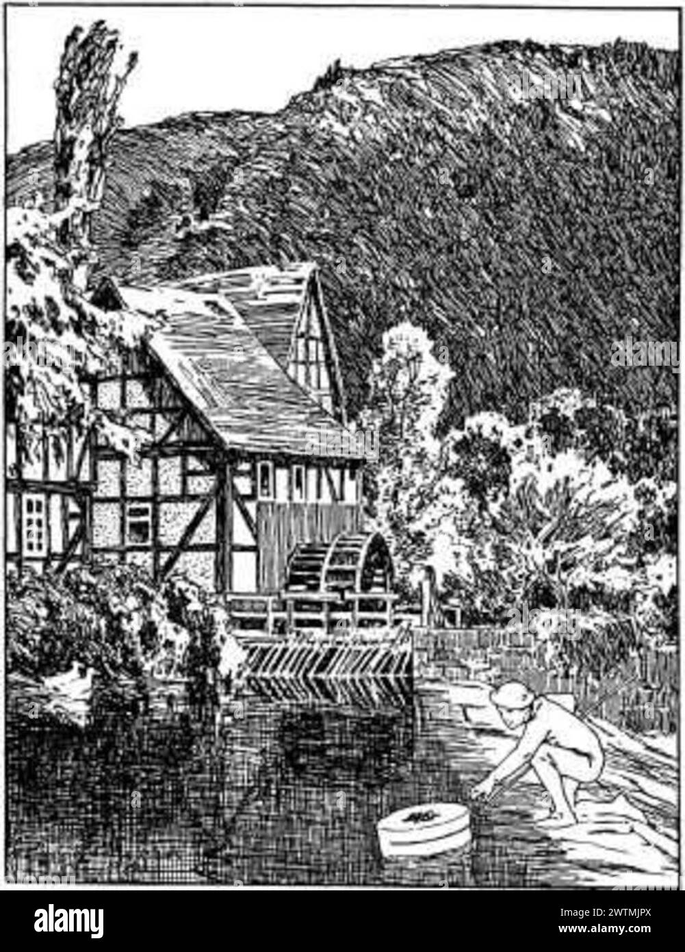 The miller finds the box floating in the water. Illustration by Otto ...