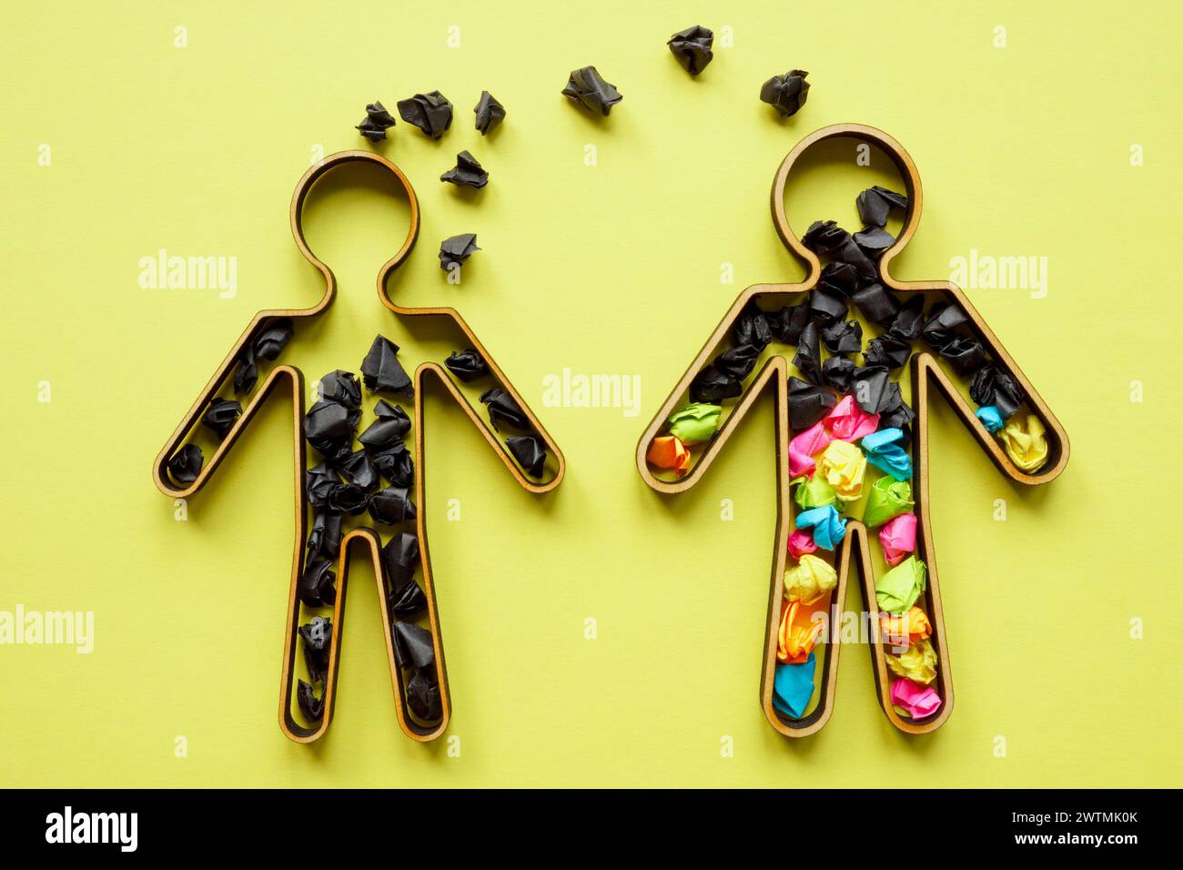 Concept of unhealthy communication, negative emotions and toxicity. Two ...