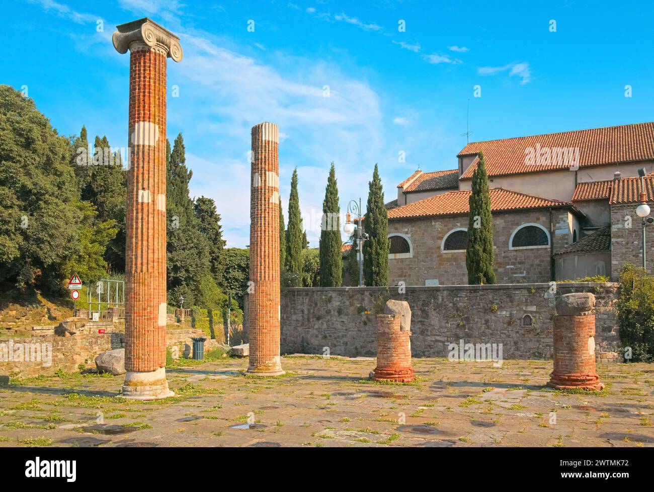 Ancient columns of San Giusto near Paleochristian basilica of Trieste ...