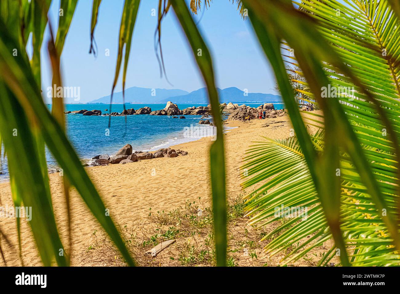 View of the shore of the South China Sea with a sandy beach, large ...