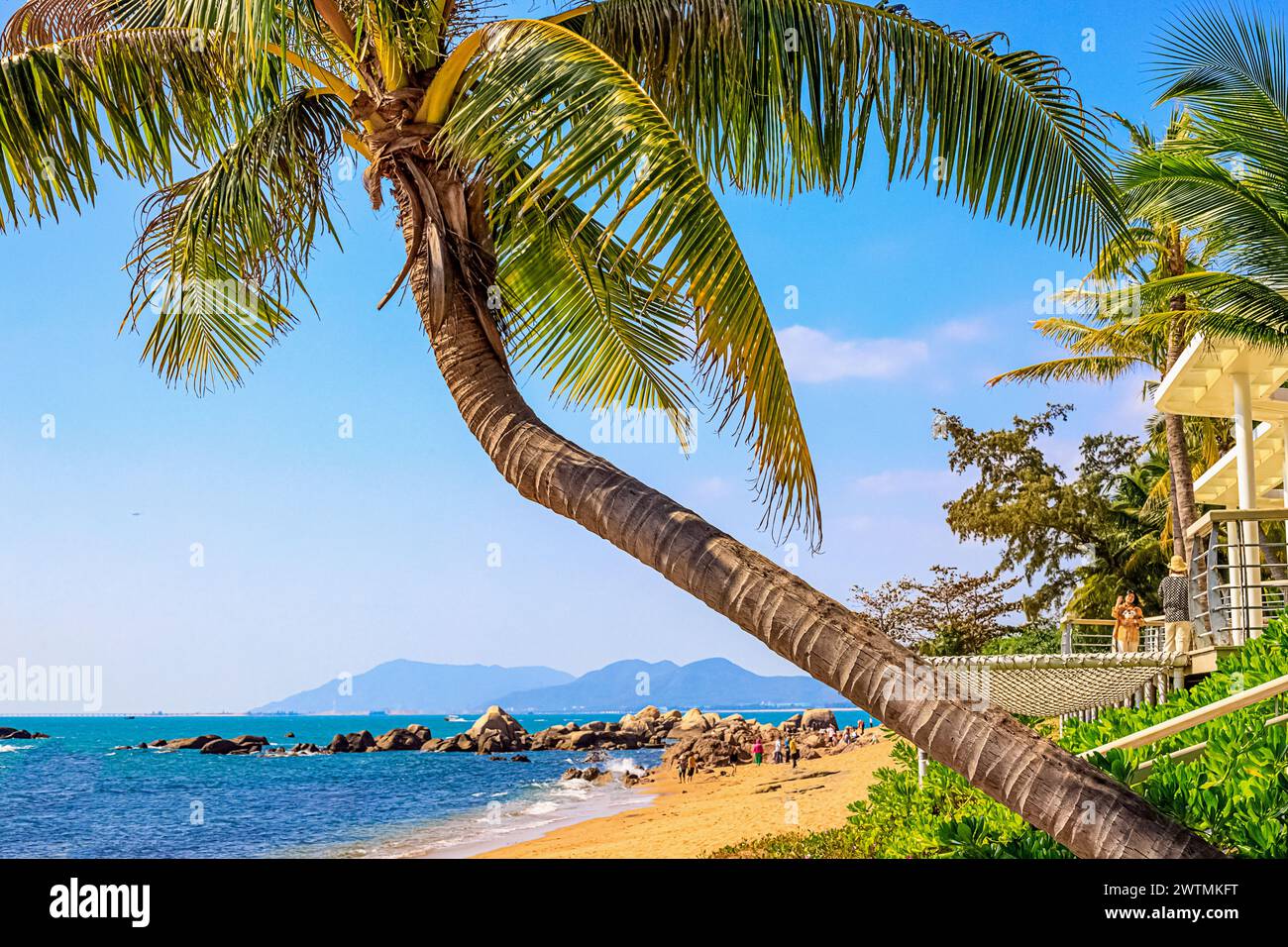 View of the shore of the South China Sea with a sandy beach, large ...