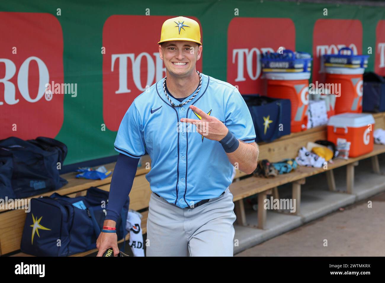 Fort Myers, FL: Tampa Bay Rays first baseman Tanner Murray (83) in the ...