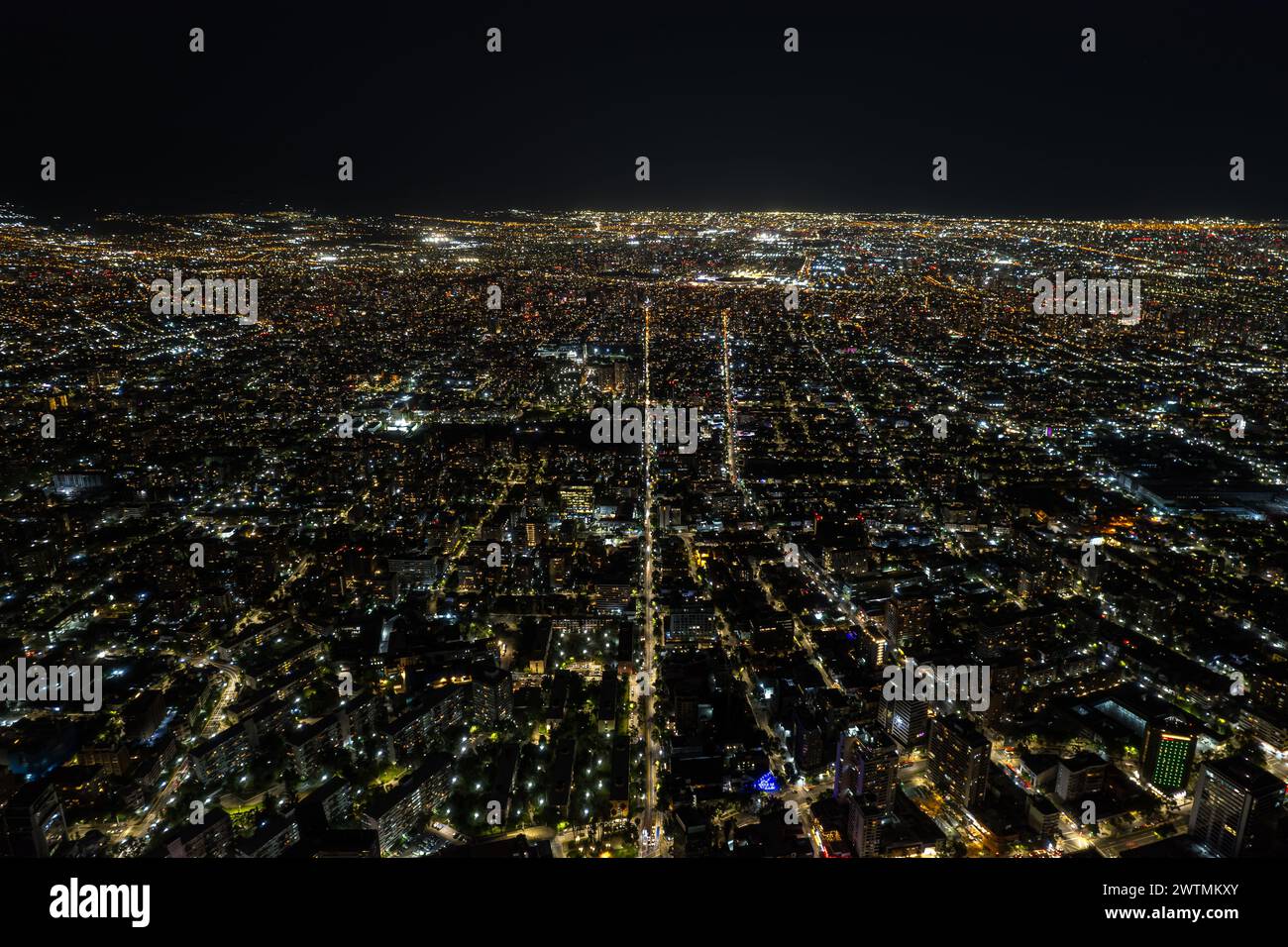 Beautiful aerial Night view of the city of Santiago de Chile, is ...