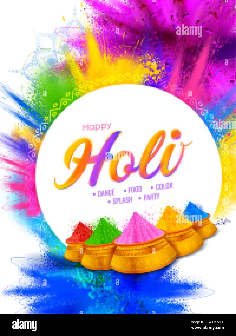 illustration of abstract colorful splash for Happy Holi background card ...