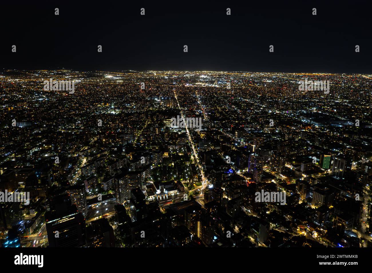 Beautiful aerial Night view of the city of Santiago de Chile, is ...