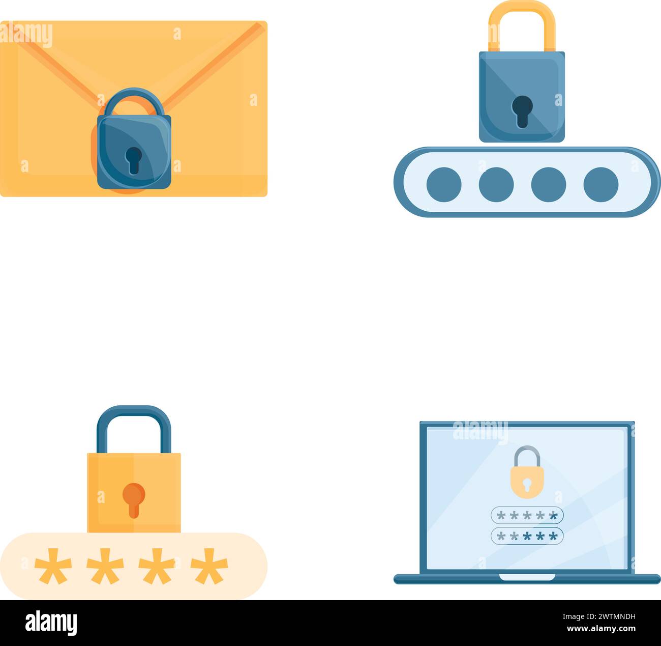 Data safety icons set cartoon vector. Security of personal information ...