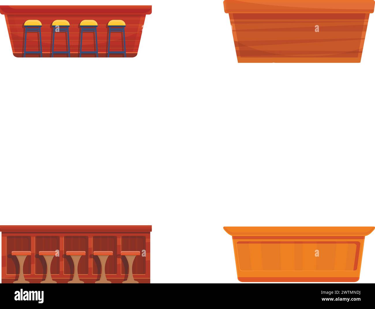 Bar counter icons set cartoon vector. Different bar counter and high ...