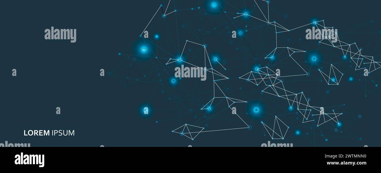 Vector digital connect lines on blue background. Abstract technology ...