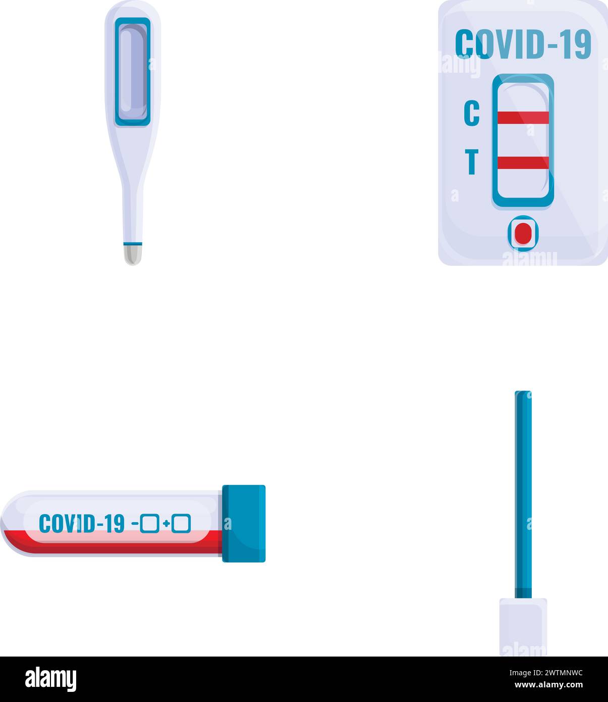 Coronavirus test icons set cartoon vector. Positive test result for ...