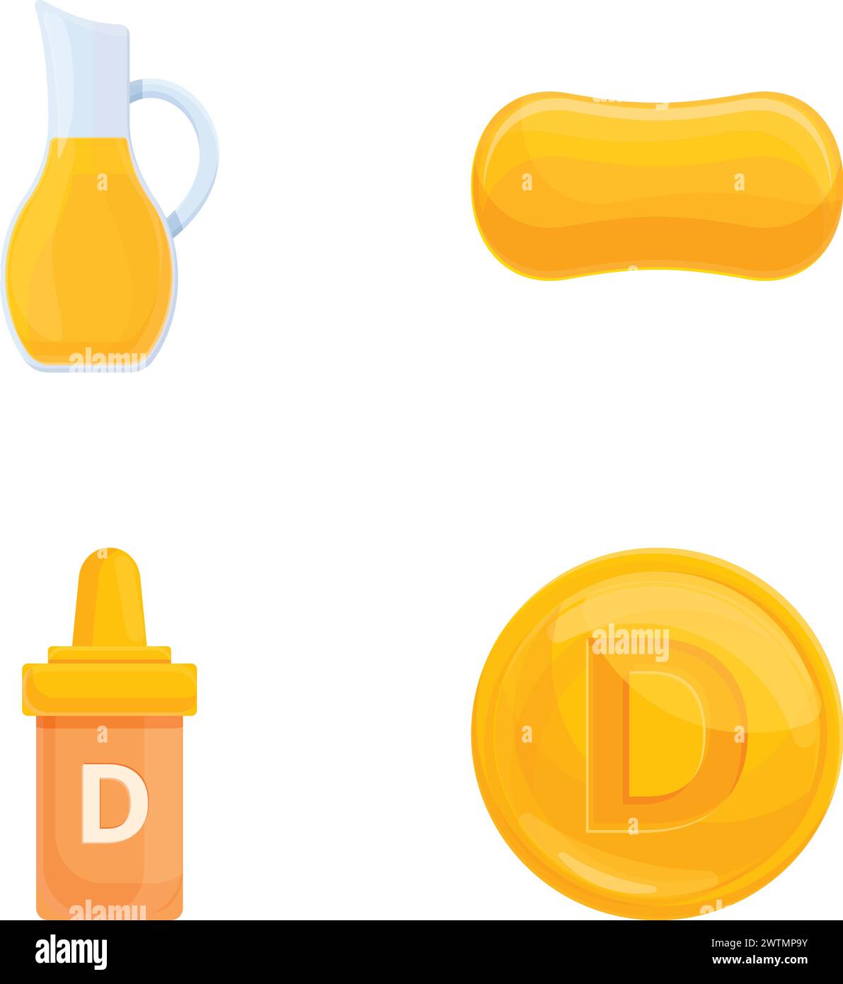Vitamin d icons set cartoon vector. High vitamin d food. Healthy ...