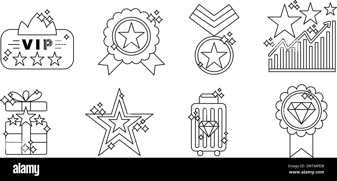 Exclusive benefits icon collection. VIP ticket, Star, diamond and gift ...