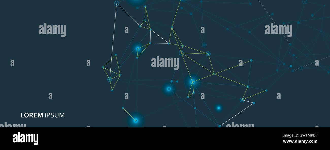 Vector digital connect lines on blue background. Abstract technology ...