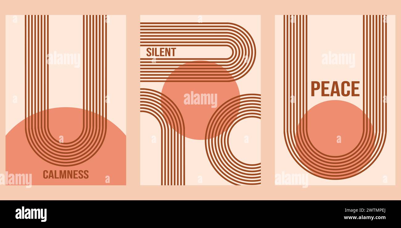 Minimalist geometric zen arches poster collection with text - Calmness ...