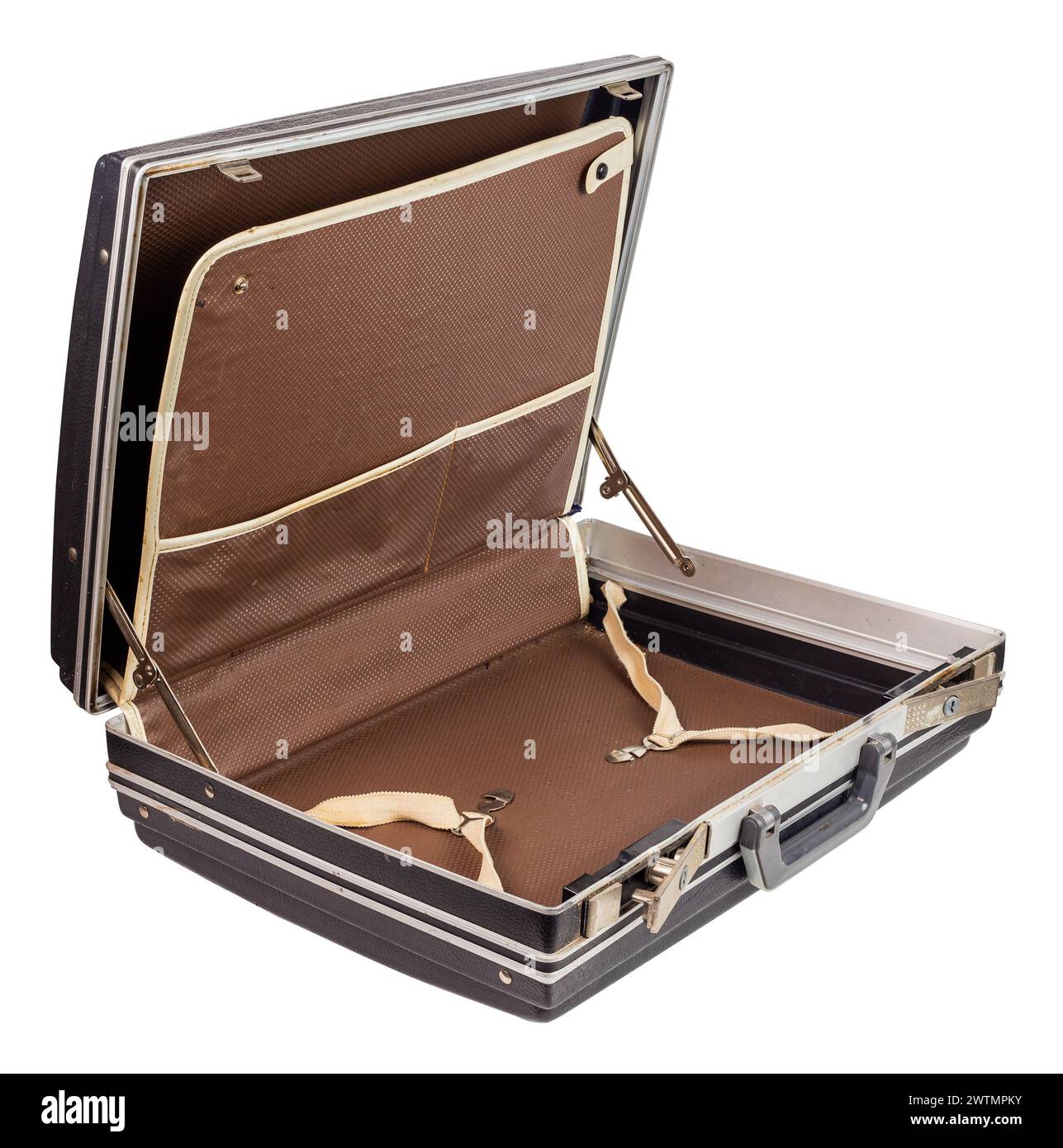 old fashion plastic suitcase or briefcase isolated on white background ...