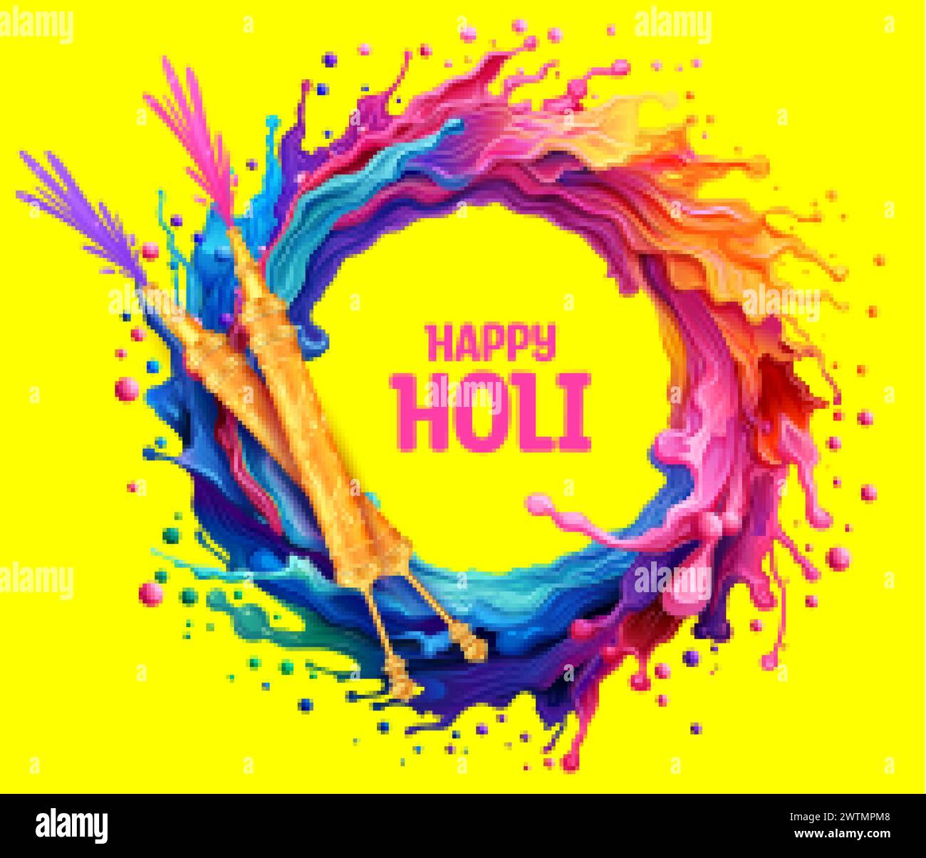 illustration of abstract colorful splash for Happy Holi background card ...