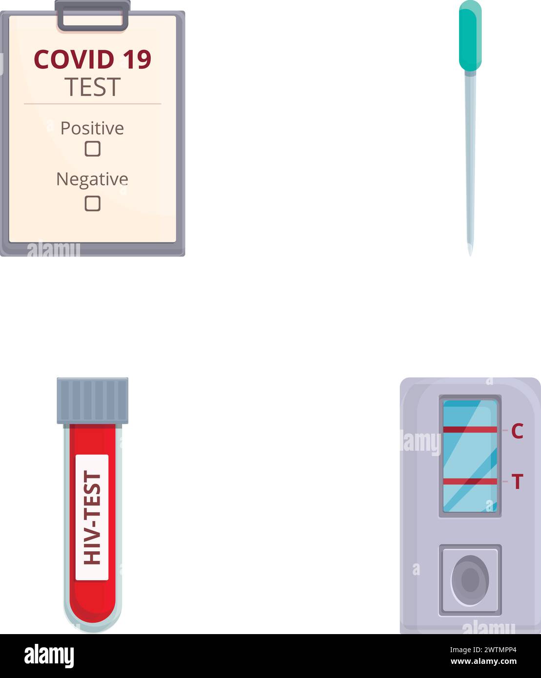 Coronavirus test icons set cartoon vector. Positive test result for ...