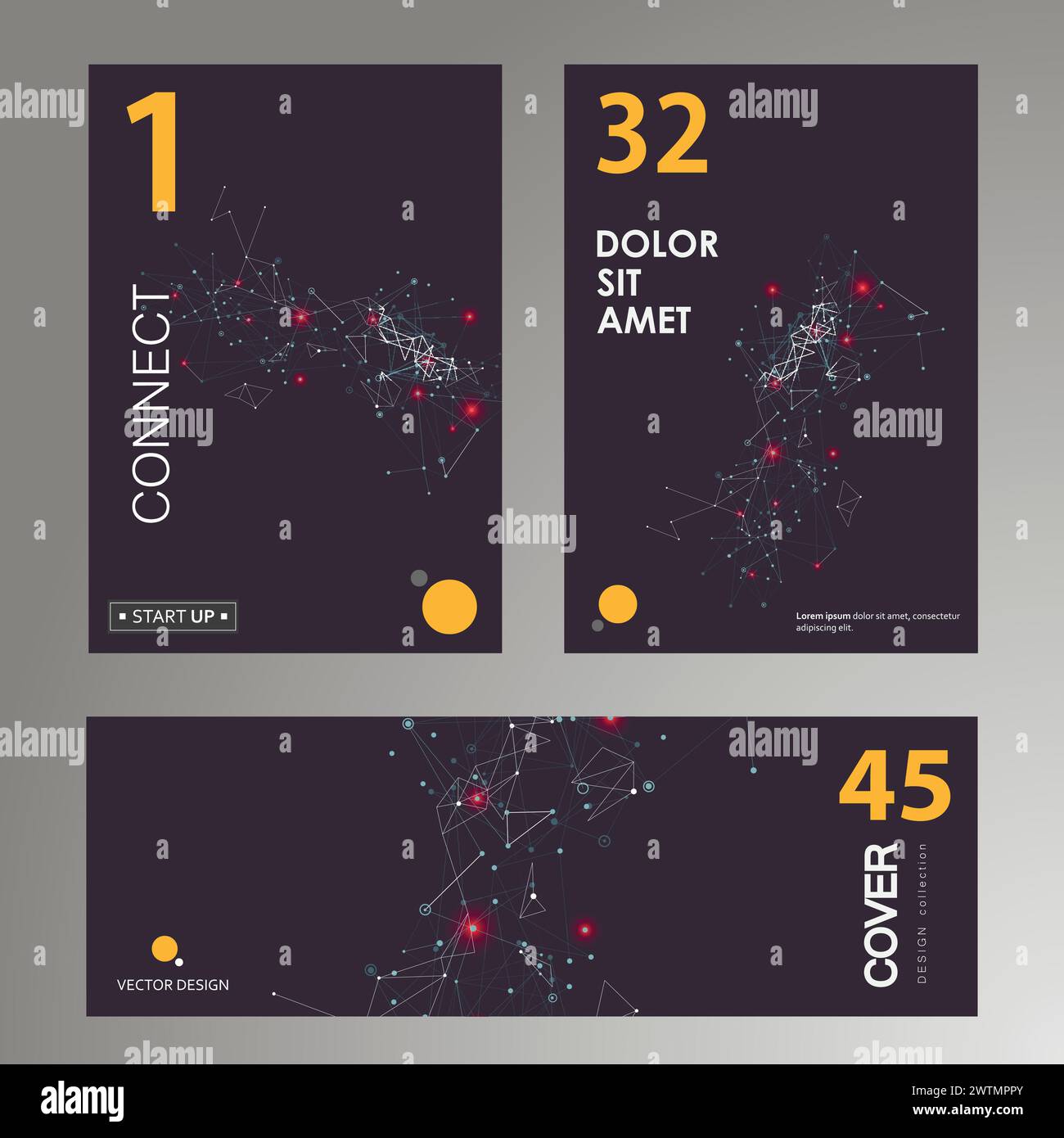 Cover template connect line art style on black background. Modern ...