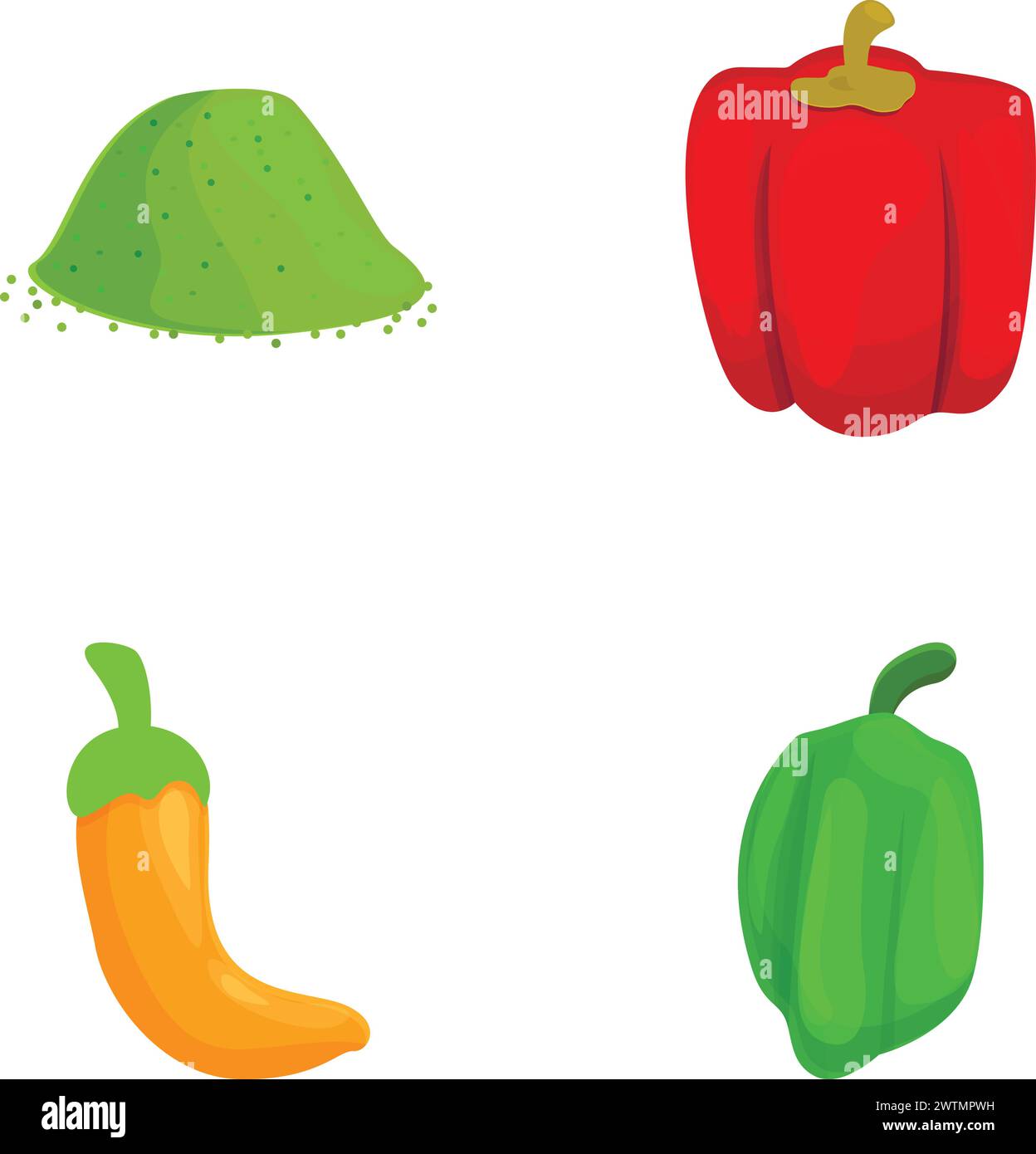 Pepper icons set cartoon vector. Different sort of pepper in all color ...
