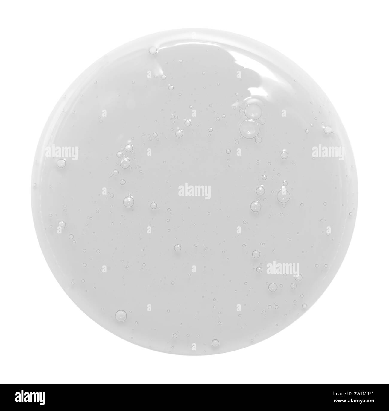 Soap foam round shape on a white background. Shampoo or detergent drop ...