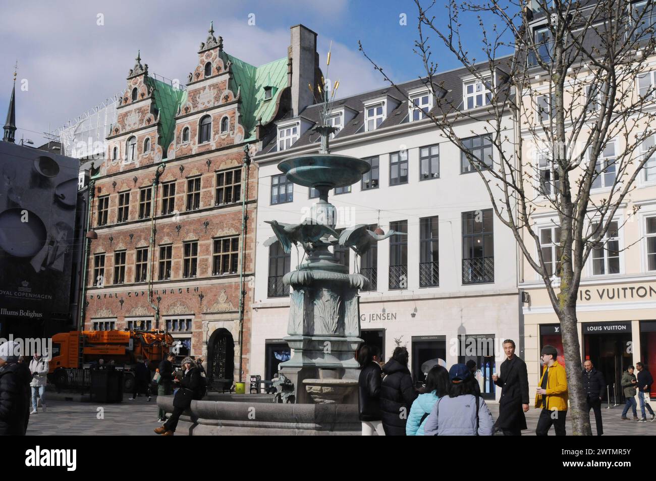 Copenhagen, Denmark /18 March 2024/.Stokes fountain on amager torv on ...
