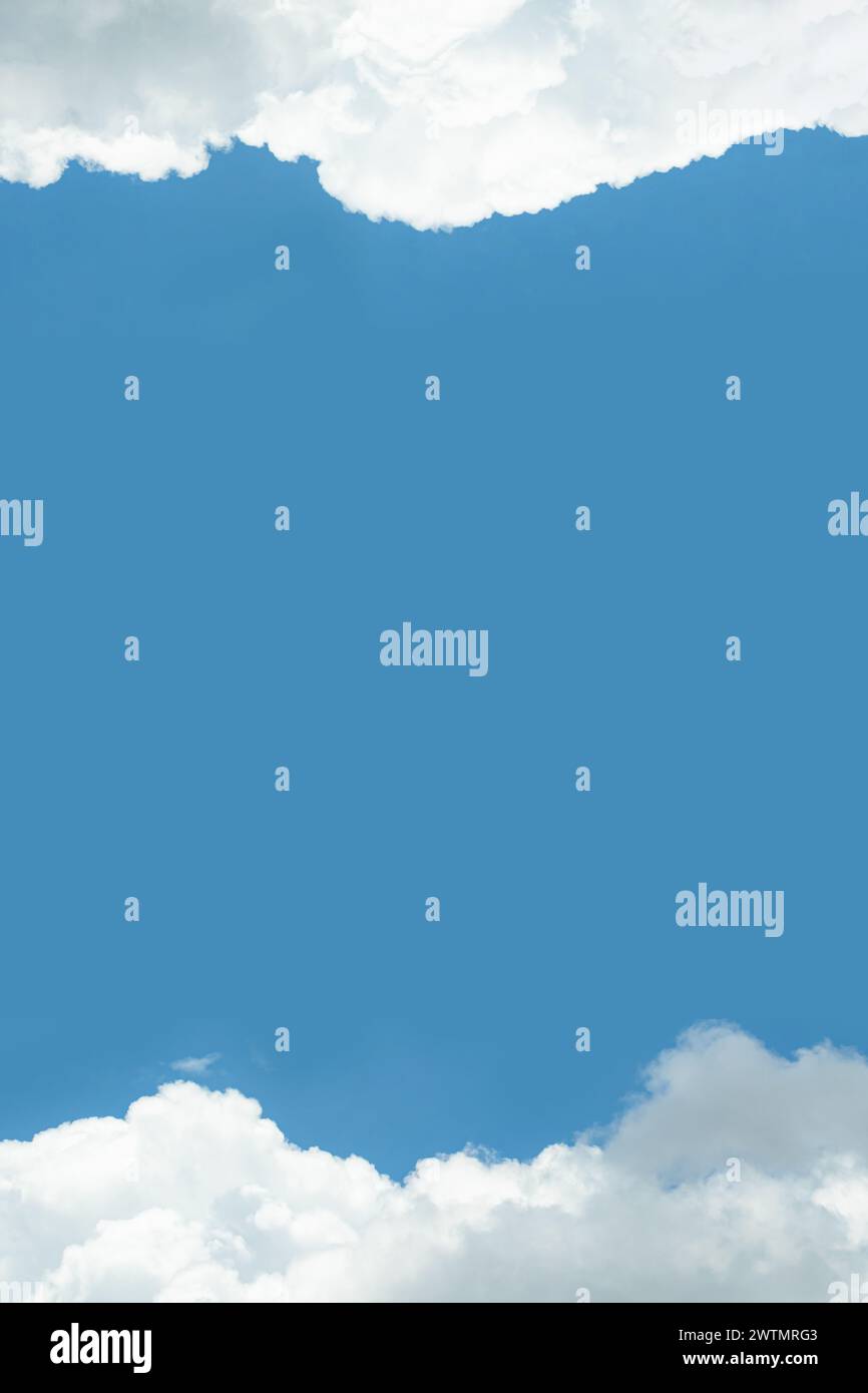 Vertical Beautiful frame blue sky with cloudy background and texture ...