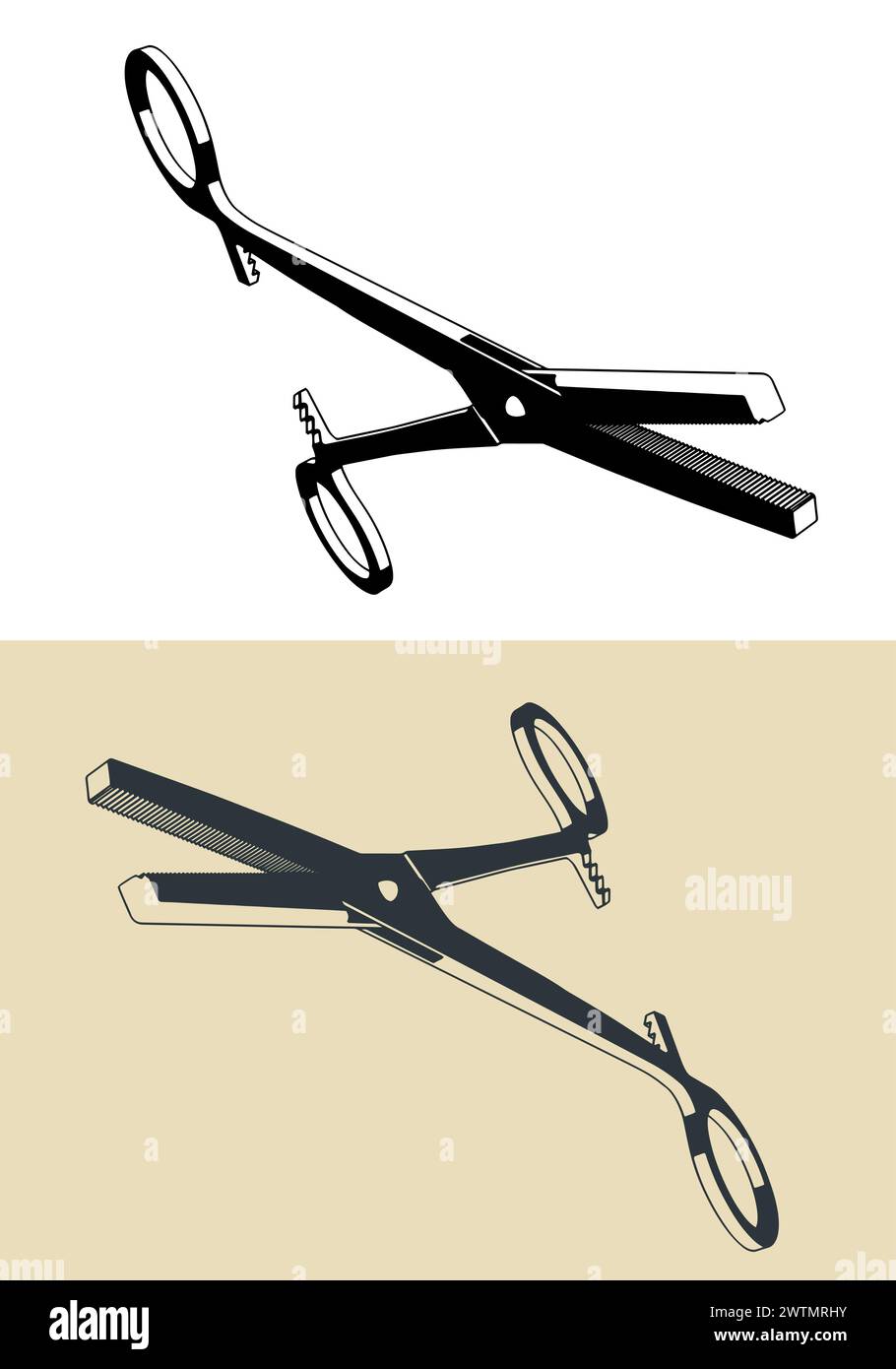 Stylized vector illustrations of surgery clamp close up Stock Vector ...