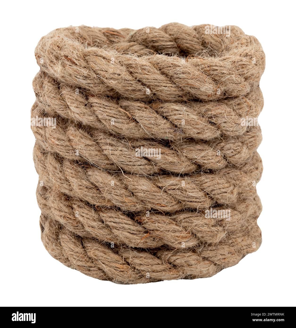 Jute rope with a knot or loop on a white background. Jute Stock Photo ...