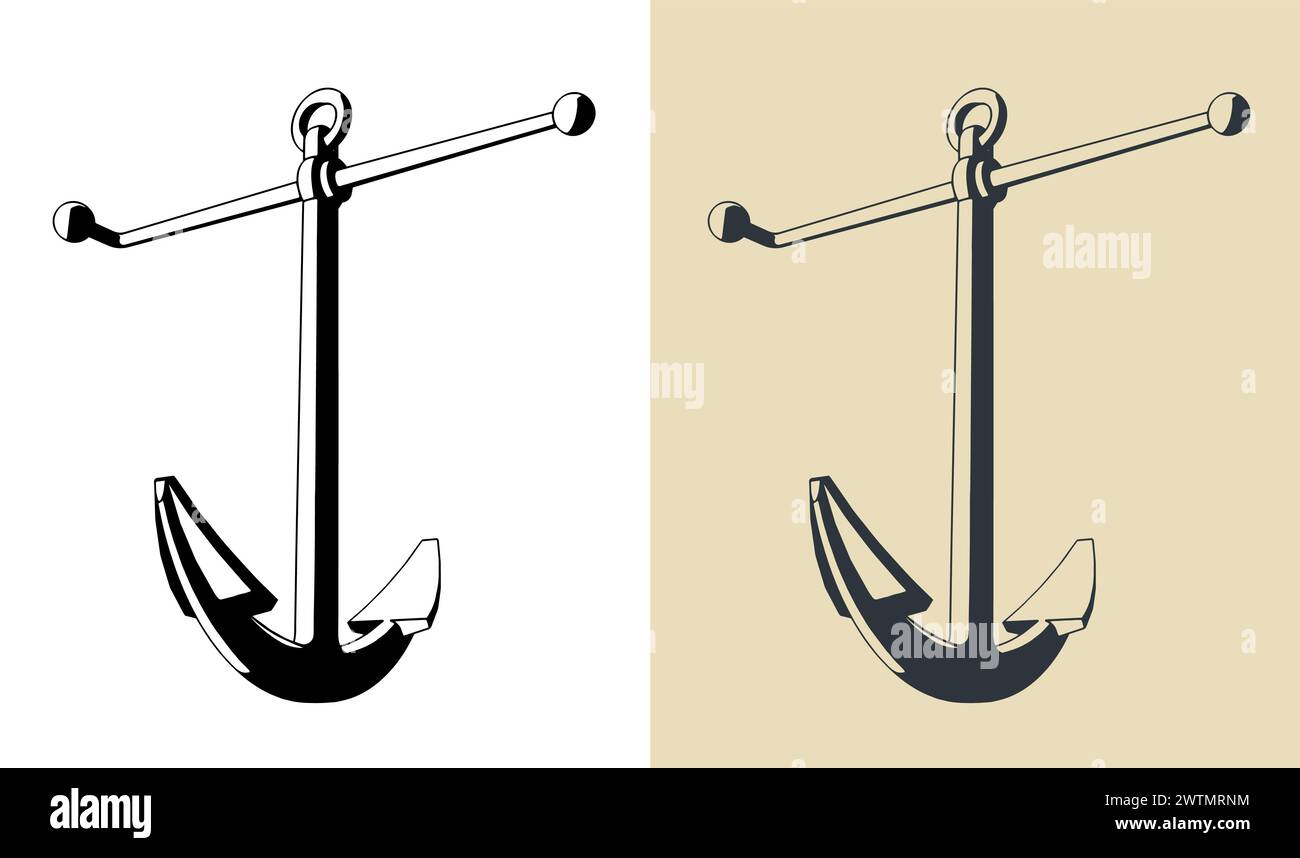Stylized vector illustrations of kedge anchor Stock Vector Image & Art ...