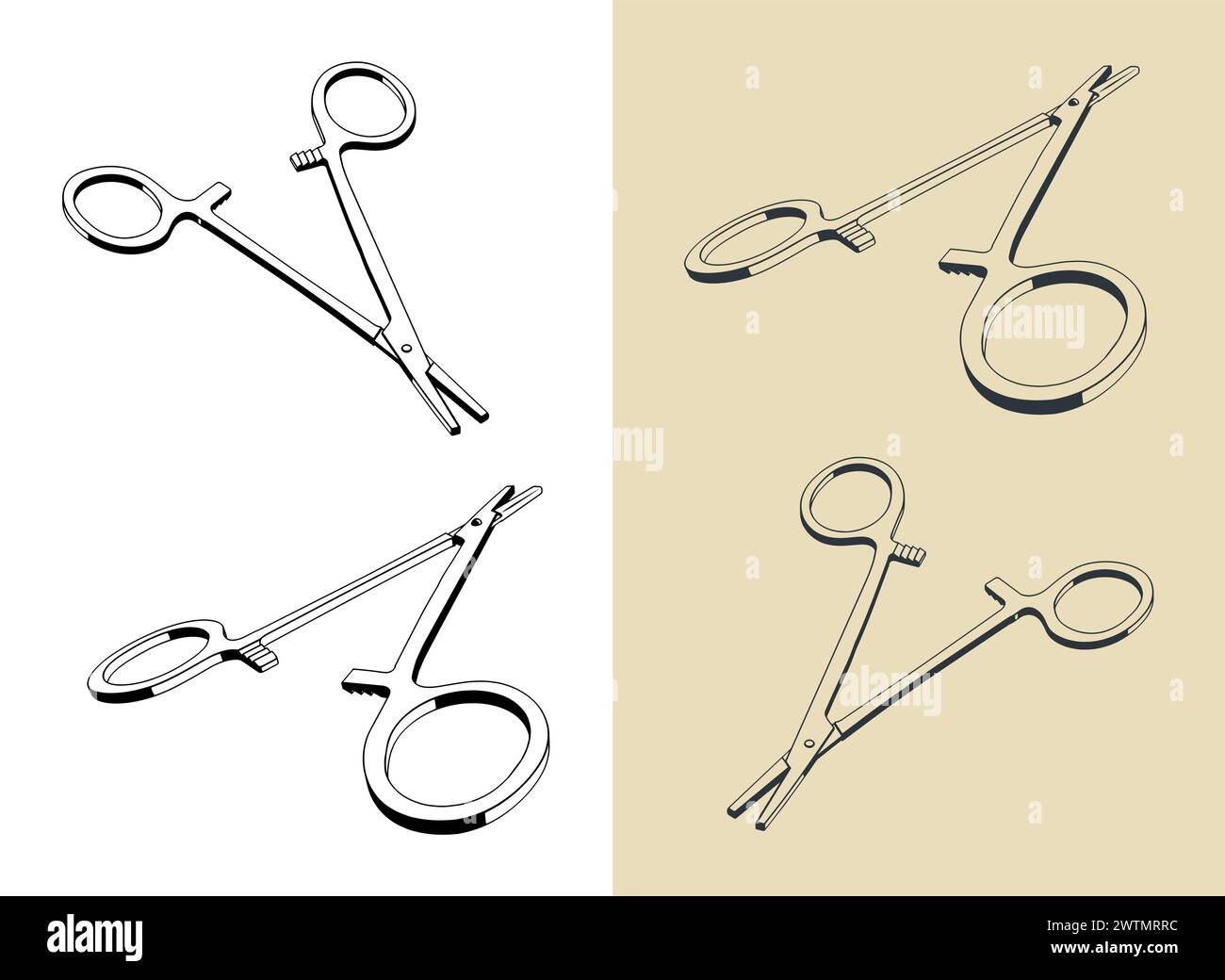 Stylized vector illustrations of surgery clamp Stock Vector Image & Art ...