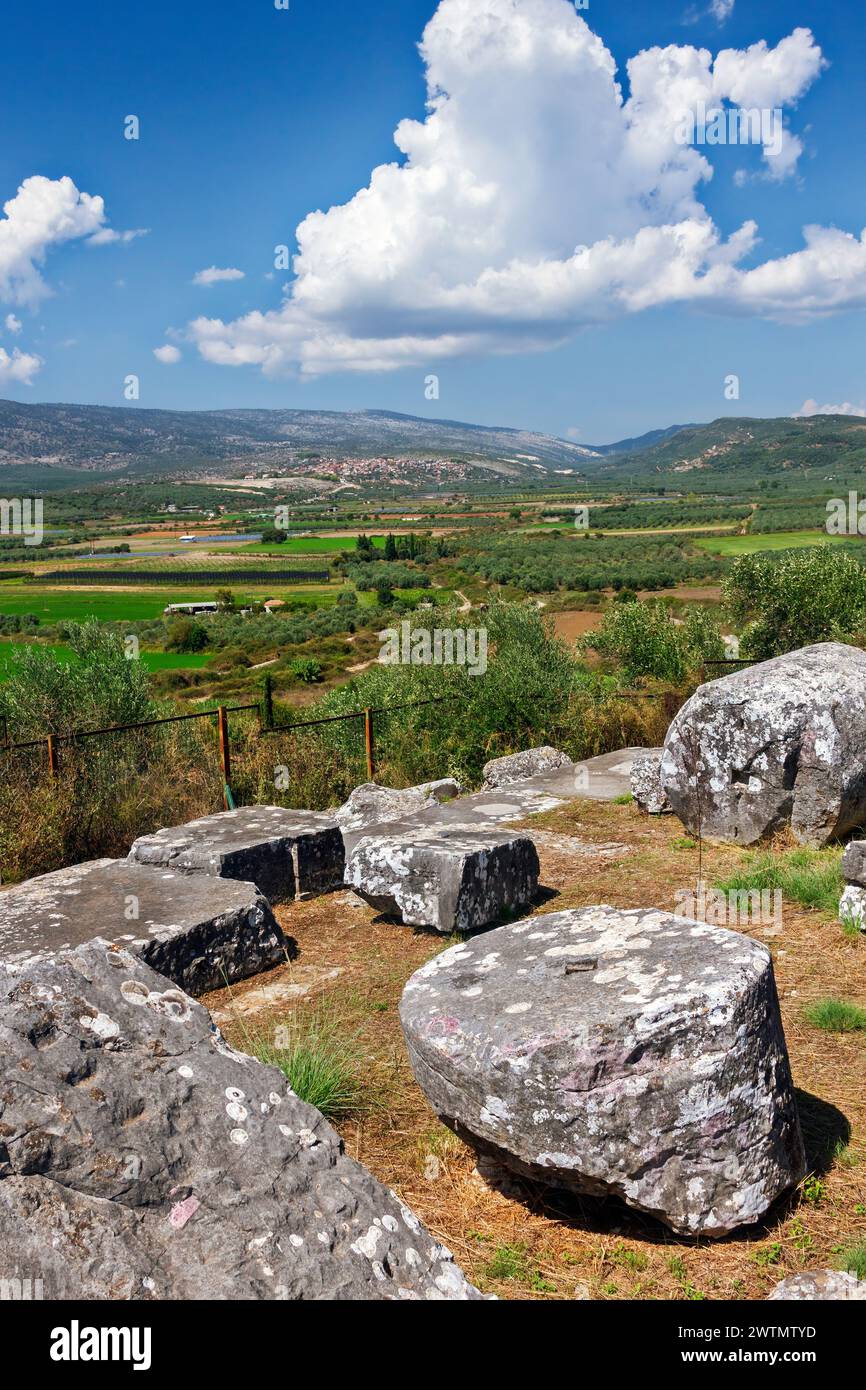 Ancient temple of Zeus in Stratos region, in Greece. The temple was ...