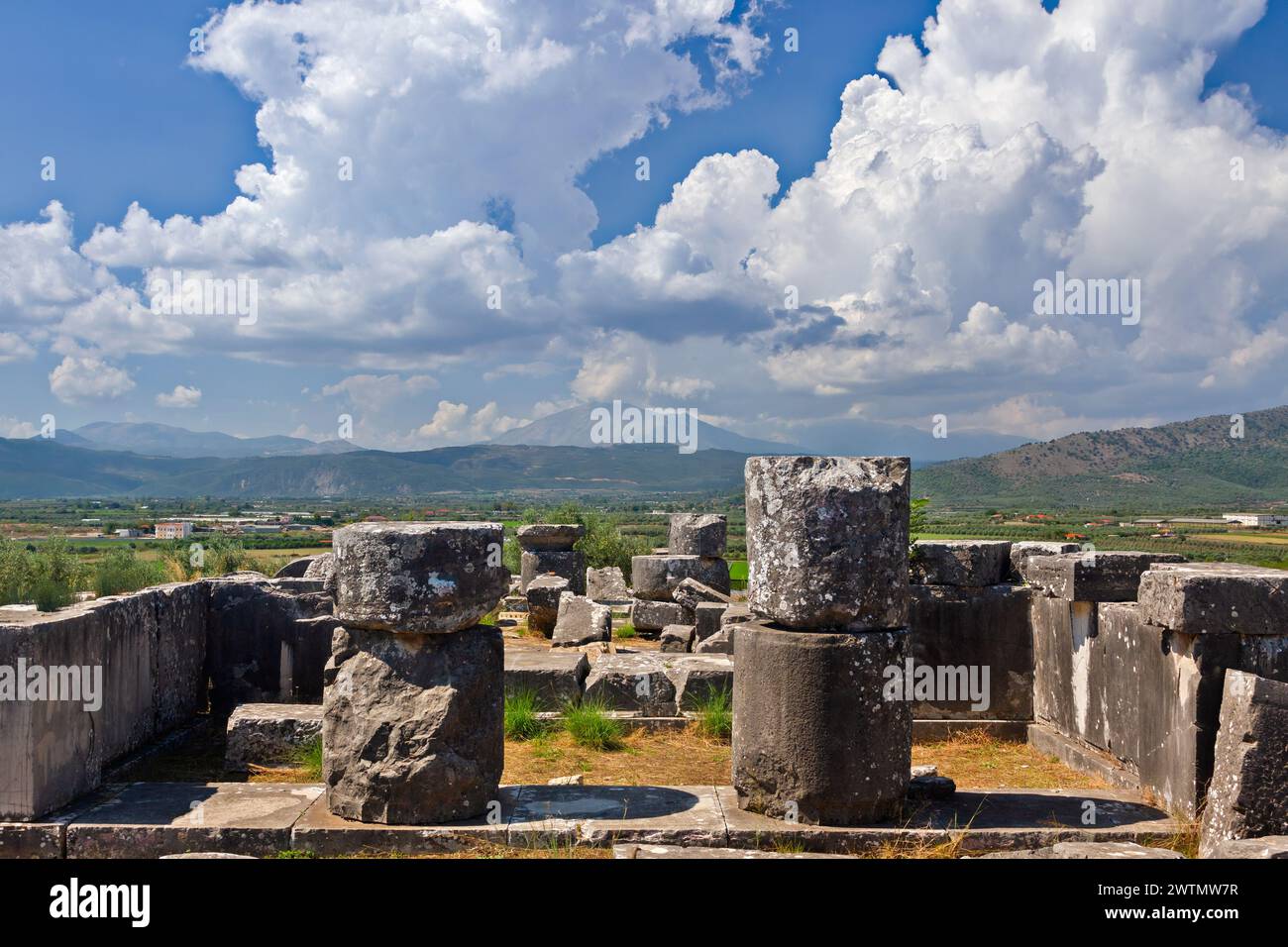 Ancient temple of Zeus in Stratos region, in Greece. The temple was ...