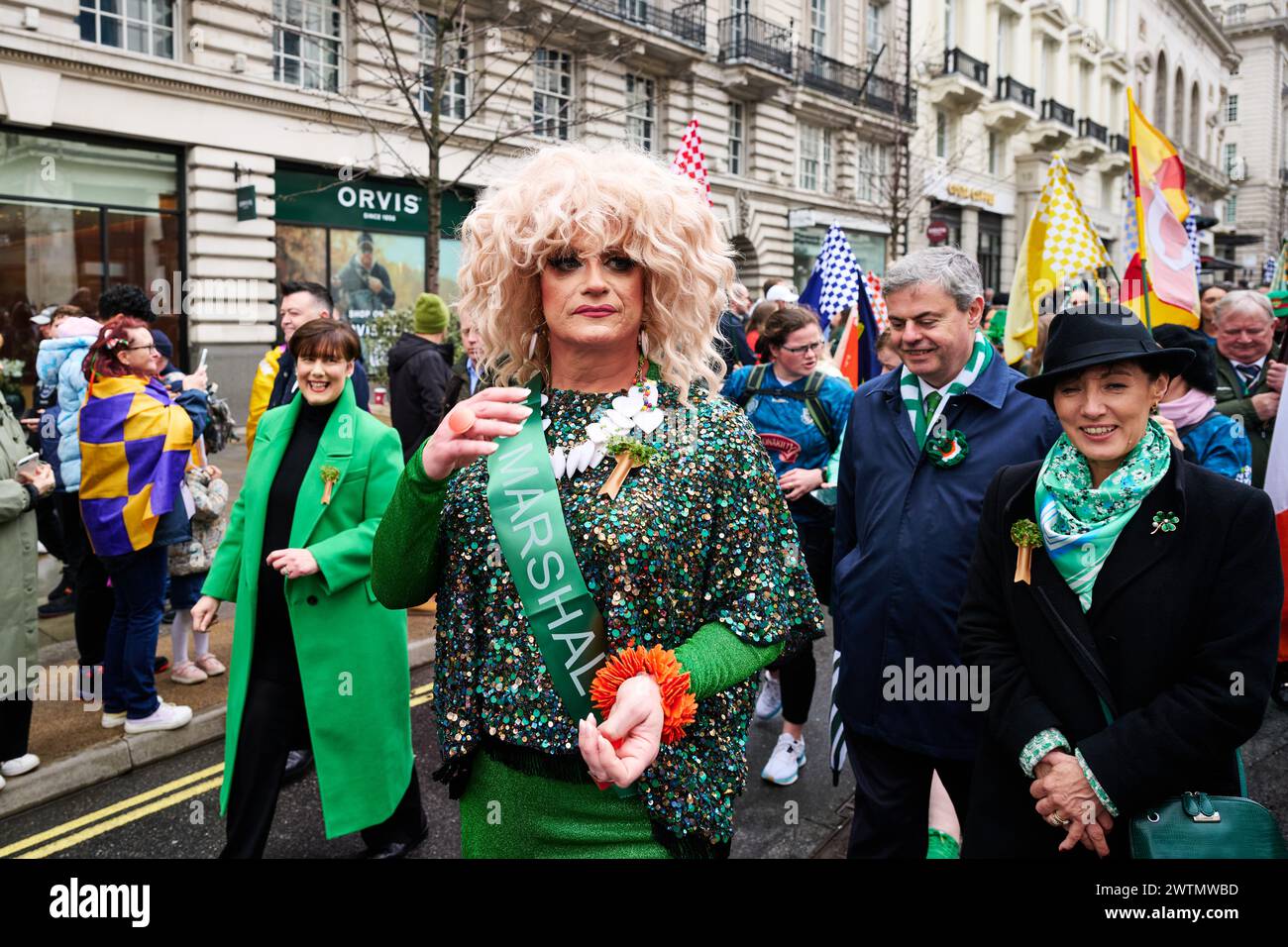 London, England, UK. 17th Mar, 2024. PANTI BLISS AKA RORY O'NEIL leads ...