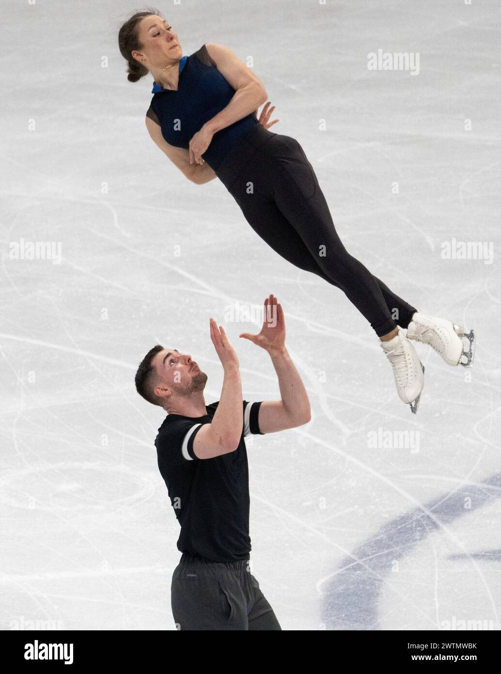 Annika Hocke and Robert Kunkel, from Germany, perform their pairs ...