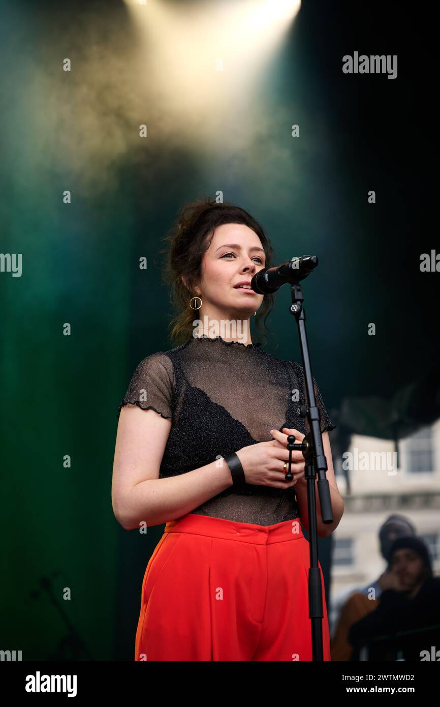 London, England, UK. 17th Mar, 2024. Singer on stage during Londons St ...