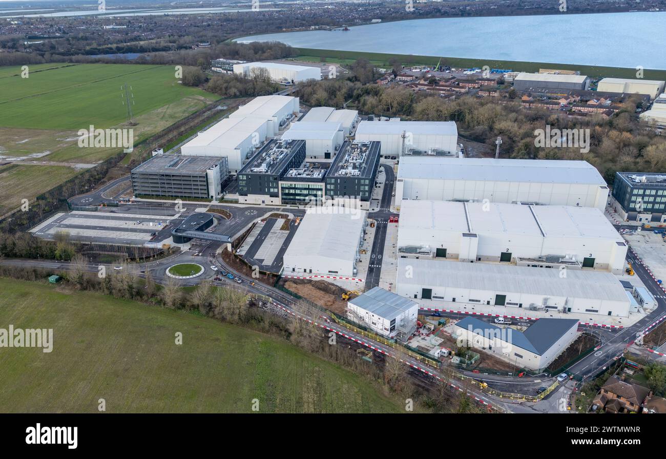 Panoramic aerial view of the new extention to Shepperton Studios ...
