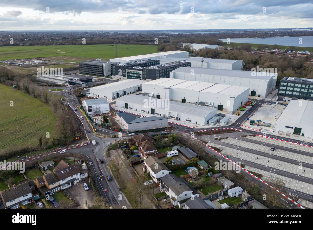 Aerial view of the new extention to Shepperton Studios, completed in ...