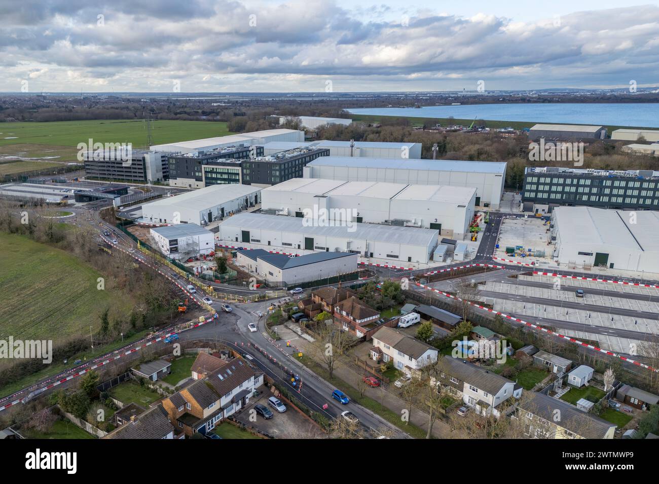 Aerial view of the new extention to Shepperton Studios, completed in ...