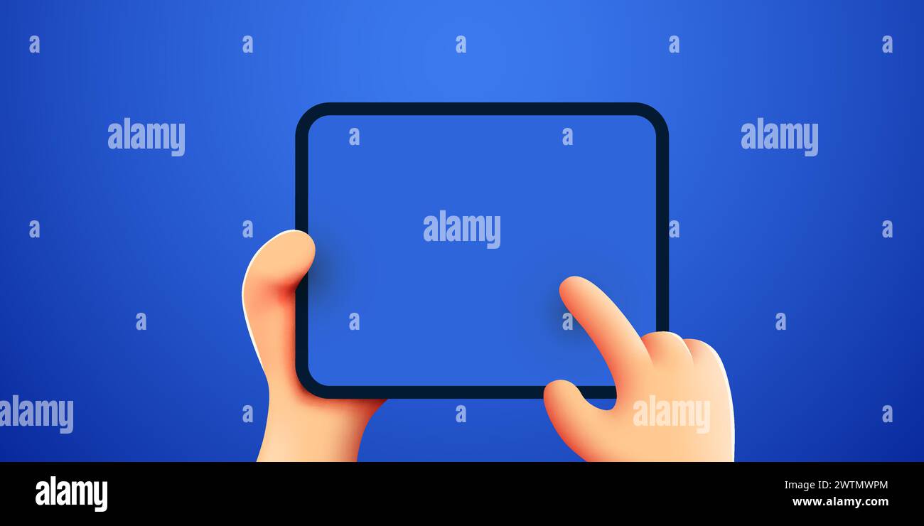 3d Hand holding ipad or tablet pc. Ipad mockup. Editable template ...