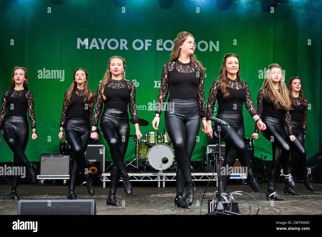 London, England, UK. 17th Mar, 2024. Irish dancer performing during ...