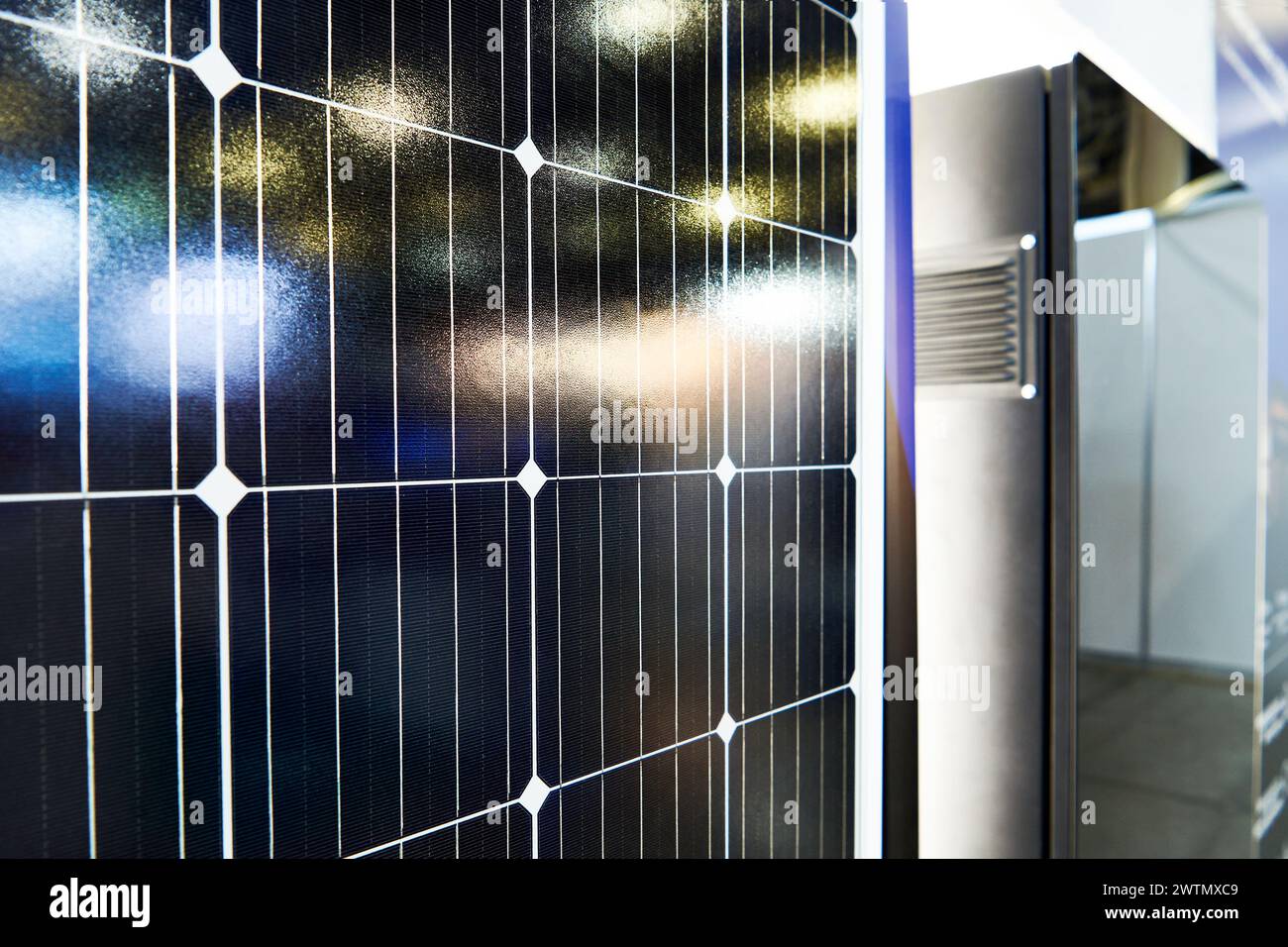 Solar power plant: panels and energy storage Stock Photo - Alamy