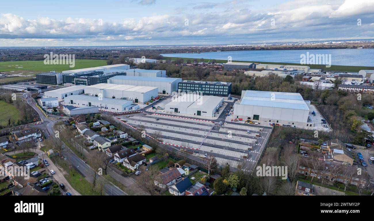 Panoramic aerial view of the new extention to Shepperton Studios ...