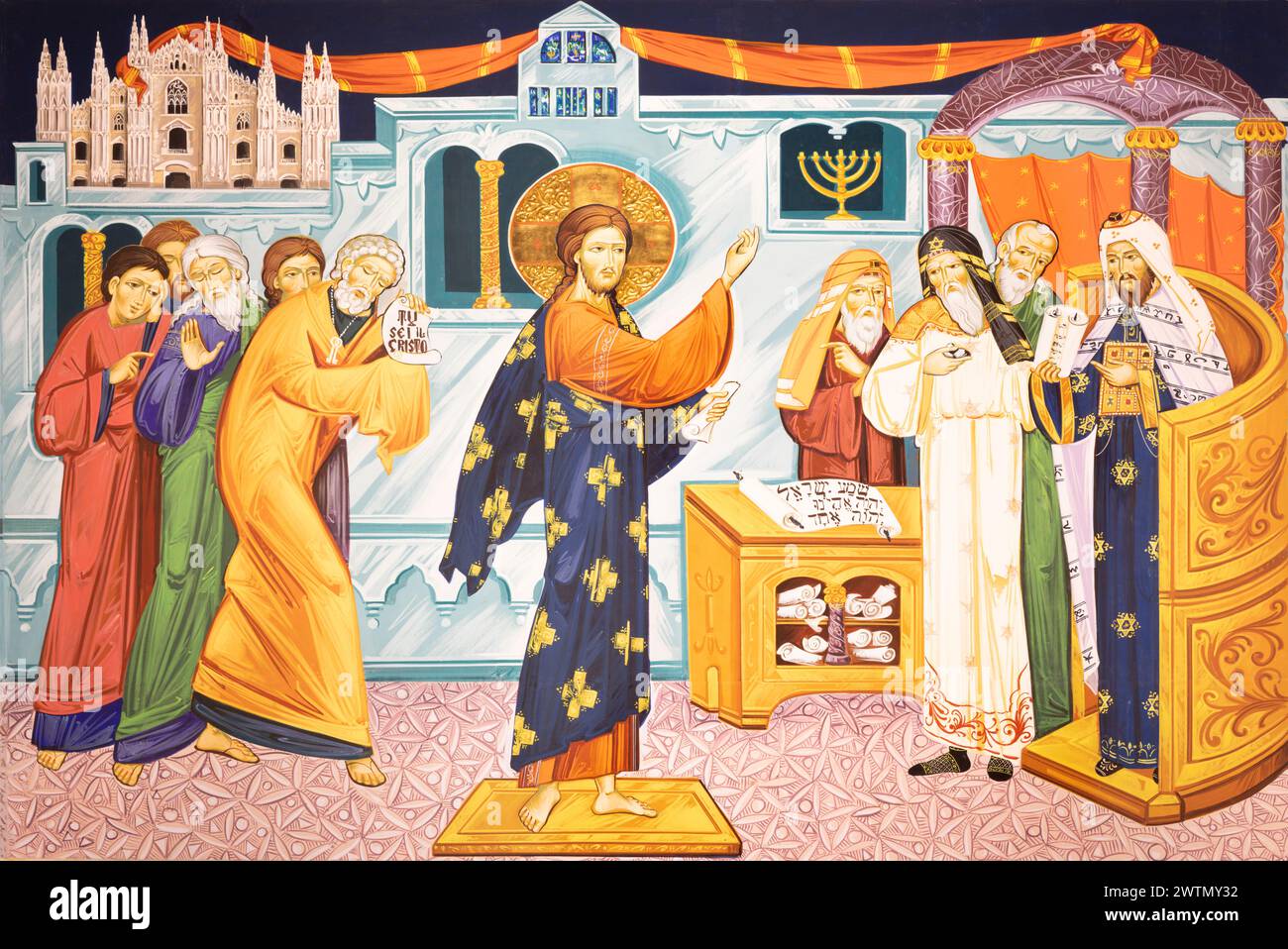 MILAN, ITALY - MARCH 6, 2024: The icon Jesus reproves the Scribes and ...