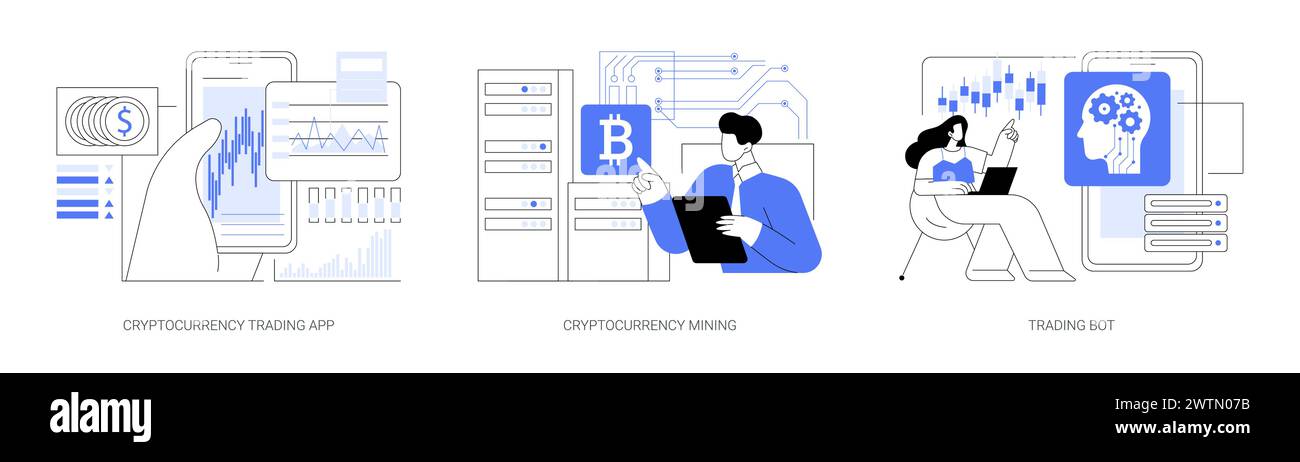 Cryptocurrency trade isolated cartoon vector illustrations se Stock ...