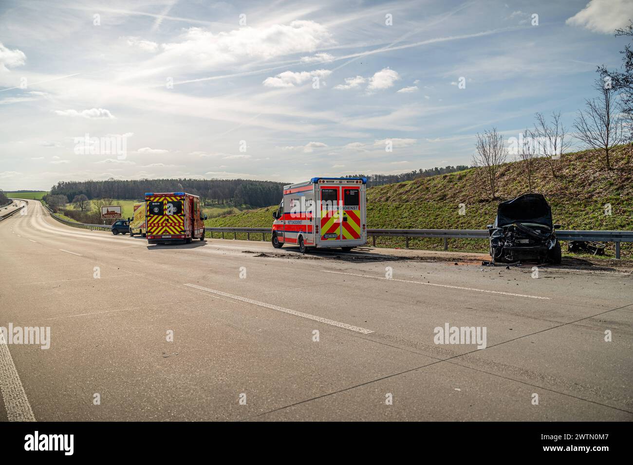 Verkehrsunfall Einsatzstelle eines Verkehrsunfalls auf einer Autobahn ...
