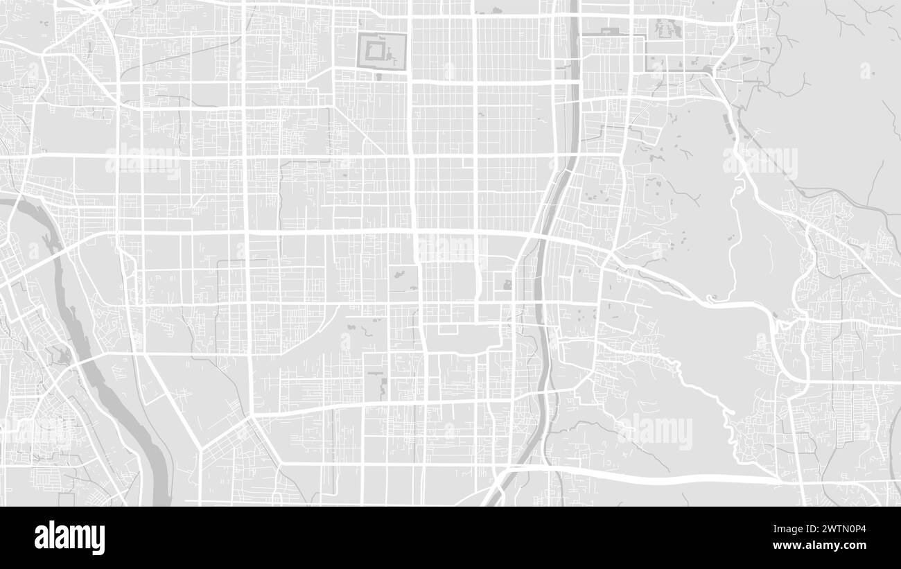 Background Kyoto map, Japan, white and light grey city poster. Vector ...