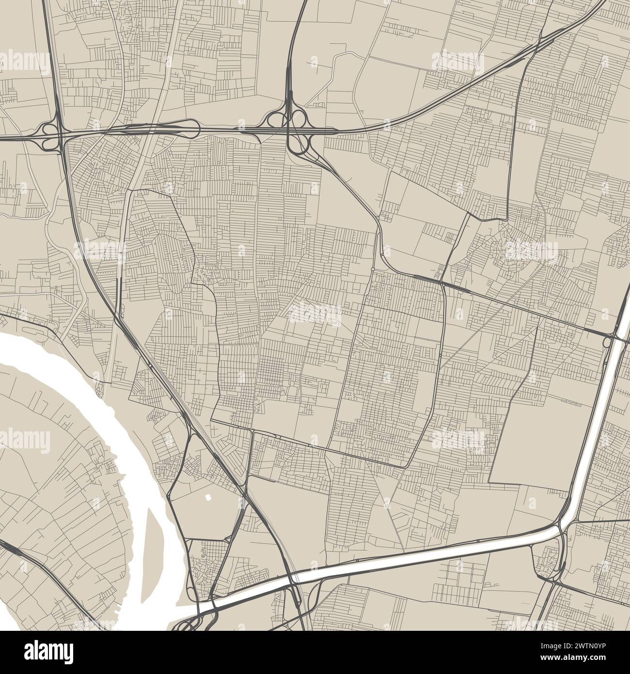 Shubra El Kheima map, Egypt. Vector city streetmap, municipal area ...